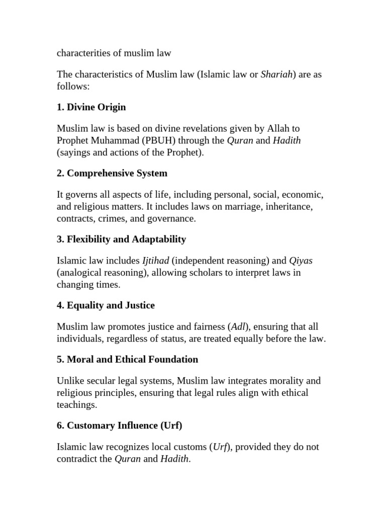 Characterities of Muslim Law | PDF