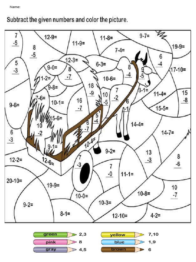 Coloring Subtraction | PDF