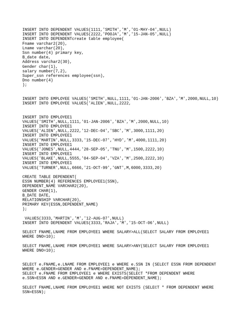 Create Table Employee | PDF