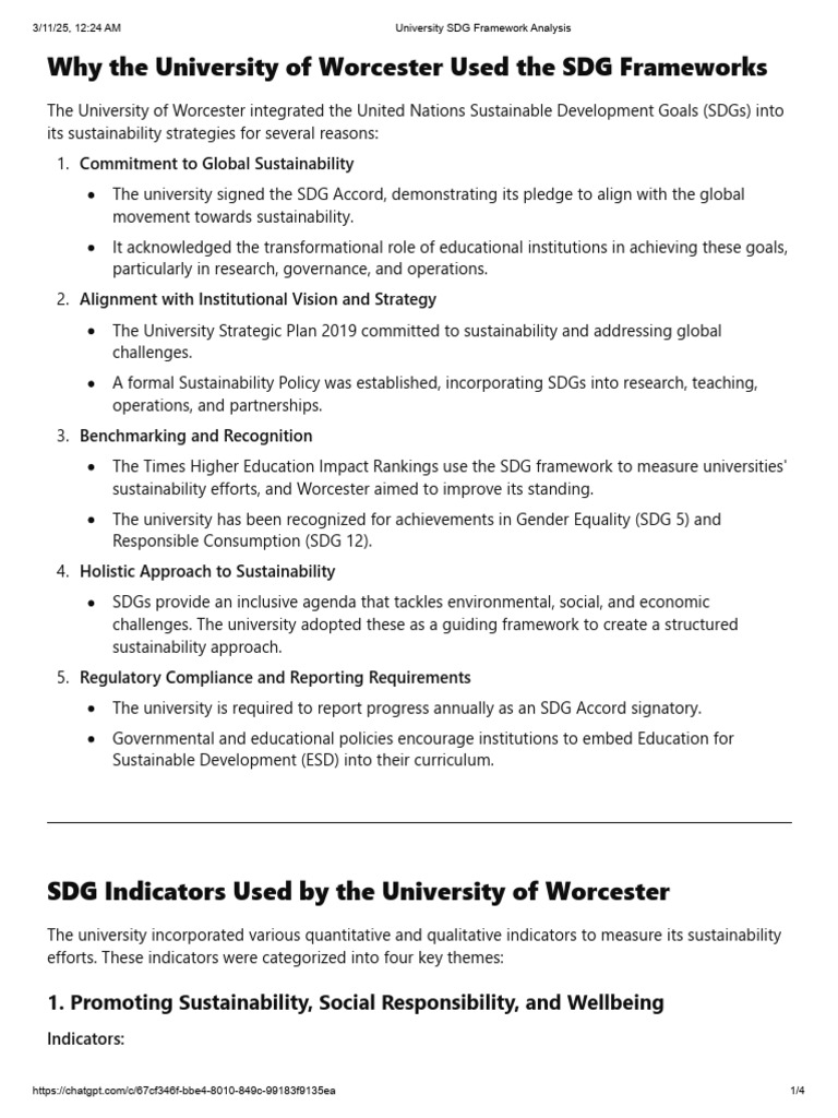Report University SDG Framework Analysis | PDF | Sustainability ...