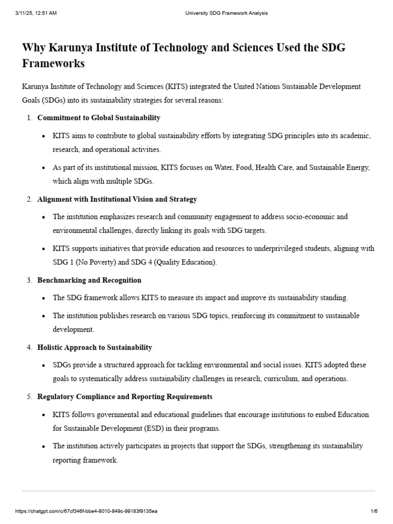 KITS University SDG Framework Analysis | PDF | Sustainability | Agriculture