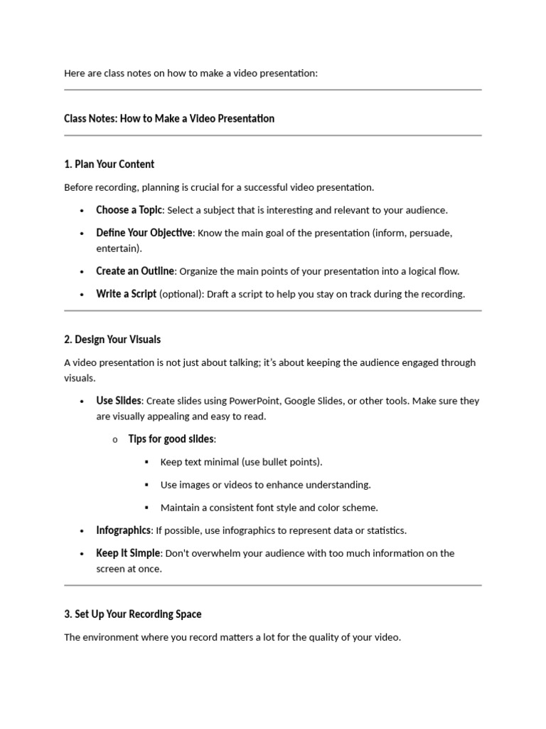 Here Are Class Notes On How To Make A Video Presentation | PDF ...