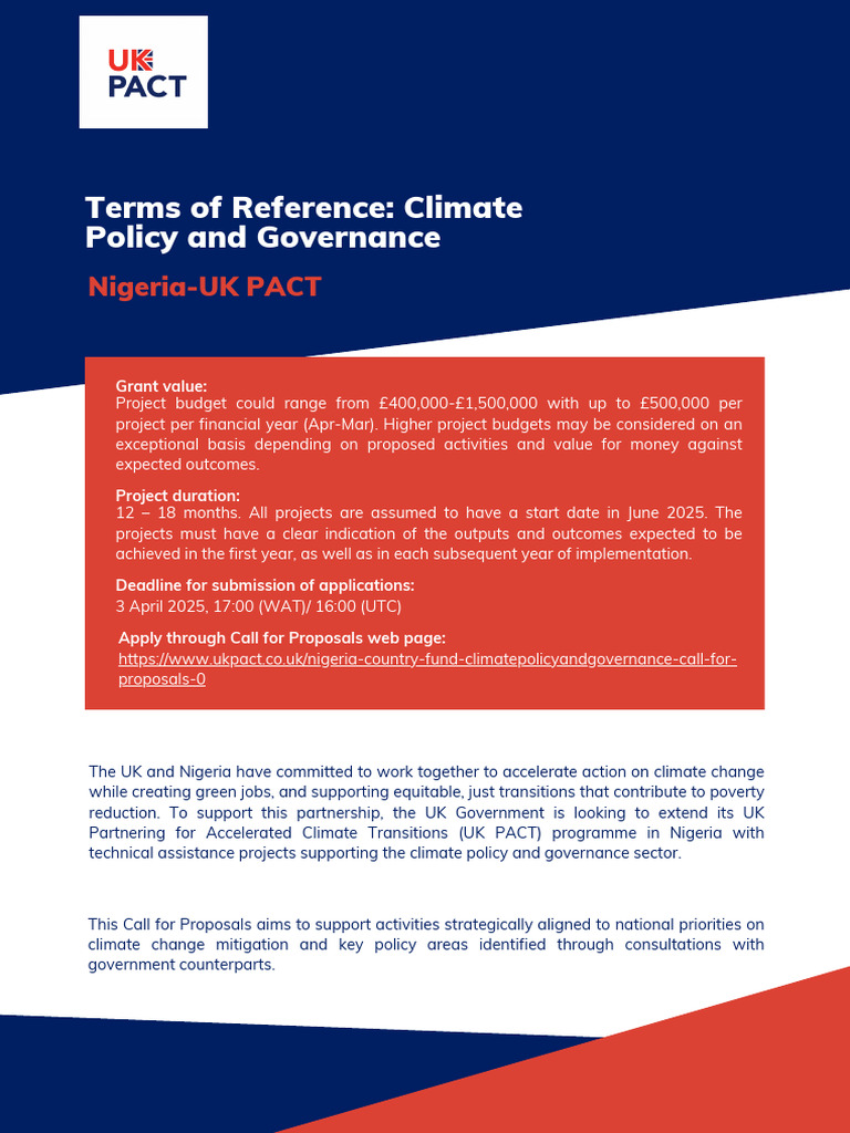 Nigeria-Uk Pact Tor CPG 2025 | PDF | Climate Change Mitigation | Low ...