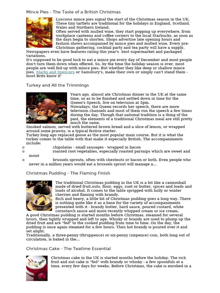 British Christmas Food Traditions | PDF | Pudding | Cakes