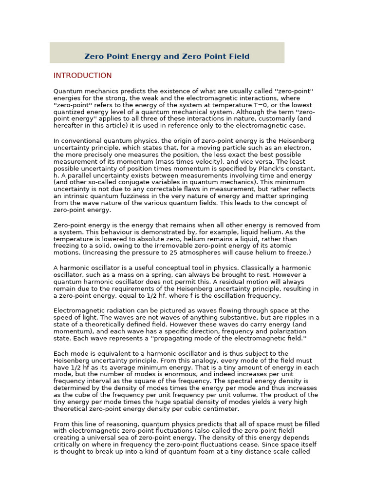 Zero Point Energy and Zero Point Field | PDF | Electron ...