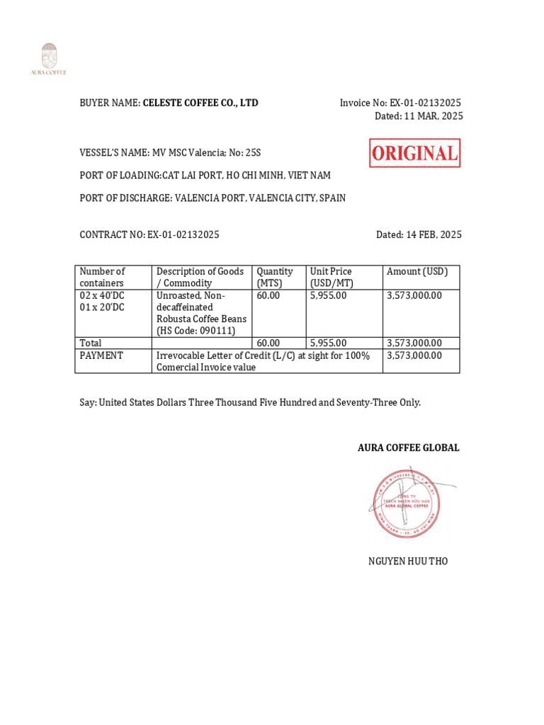 Commercial Invoice - Original | PDF