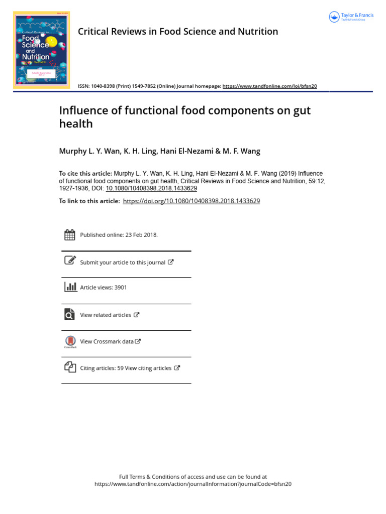 Influence of Functional Food Components On Gut Health | PDF ...