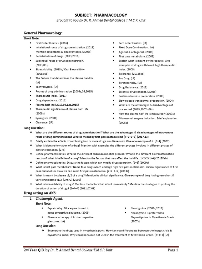 Pharmacology TMCP | PDF | Analgesic | Penicillin