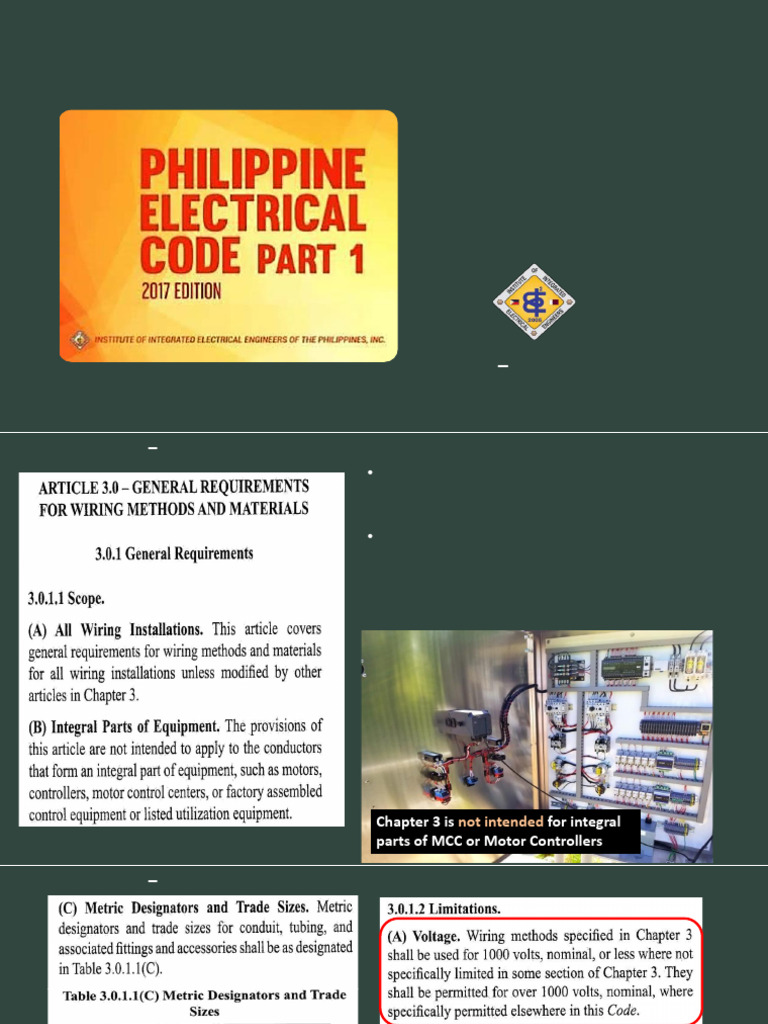 PEC 2017 Chapter 3 Wiring Methods and Materials | PDF | Electrical ...