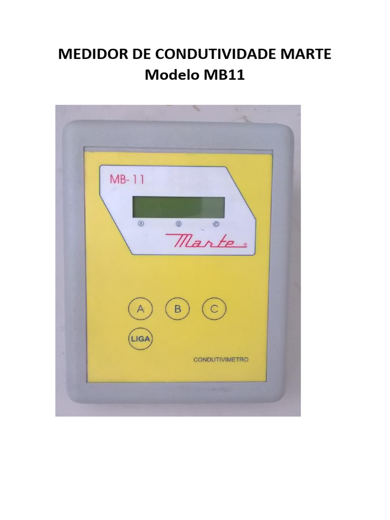 Medidor de Condutividade MB11: Manual do Usuário | PDF | Calibração ...