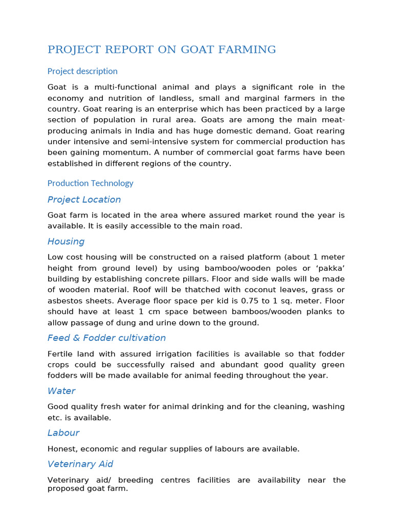 Project Report On Goat Farming | PDF | Goat | Agriculture