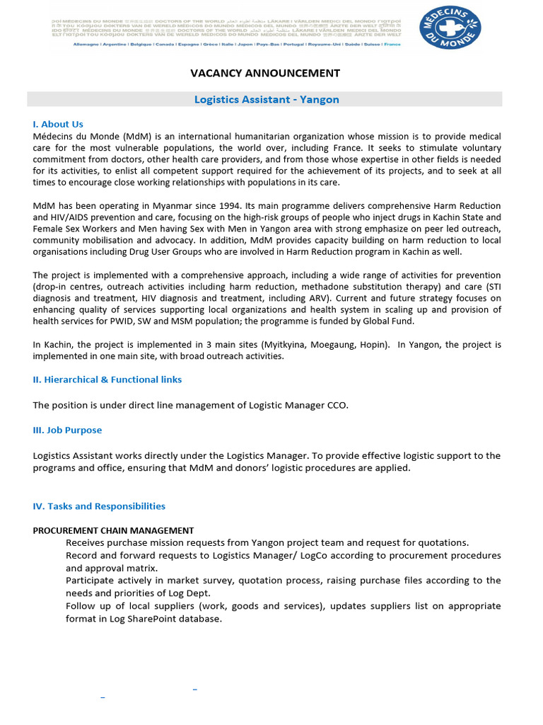 Log Assistant Vacancy Announcement | PDF | Logistics