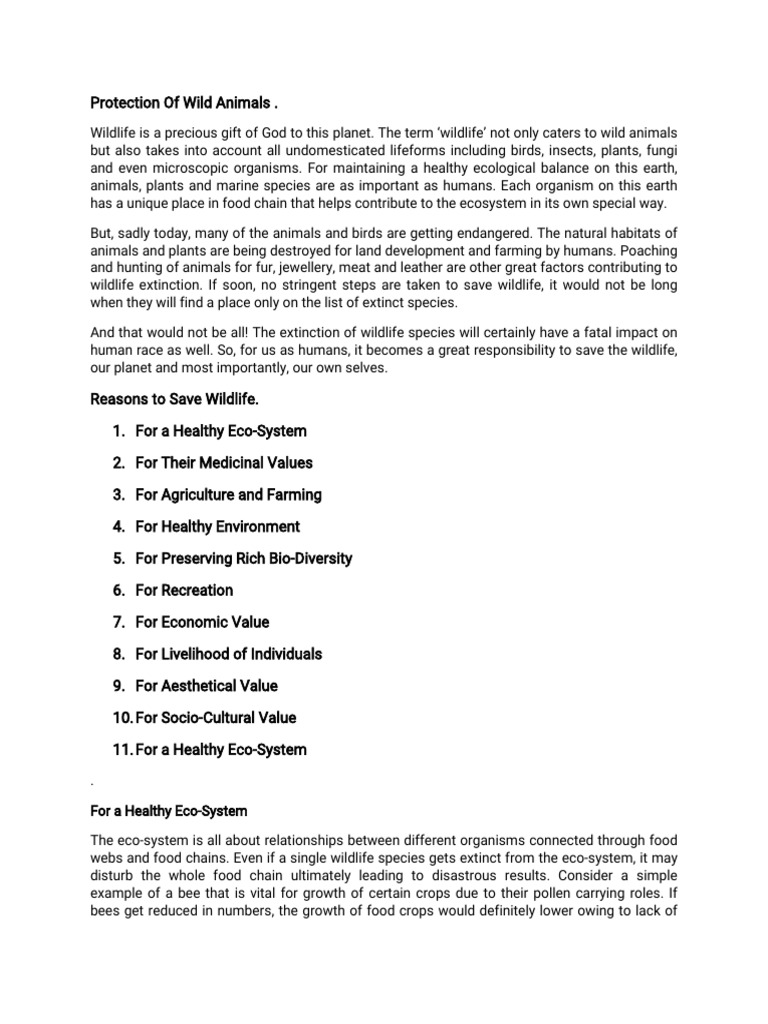 Animal - Protection of Wildlife | PDF