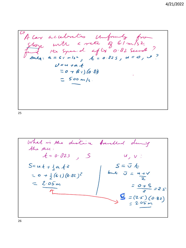 Description of Motion Lecture 2 - 2 | PDF