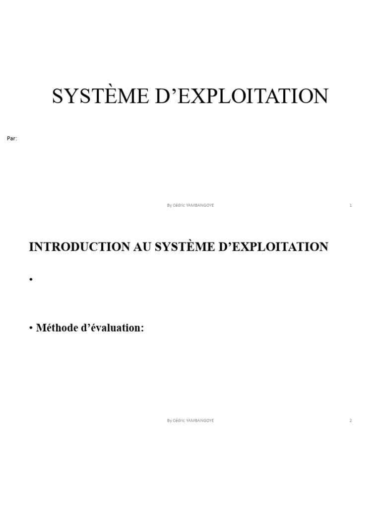 COURS-SE | PDF | Kernel (Système d'exploitation) | Système d'exploitation