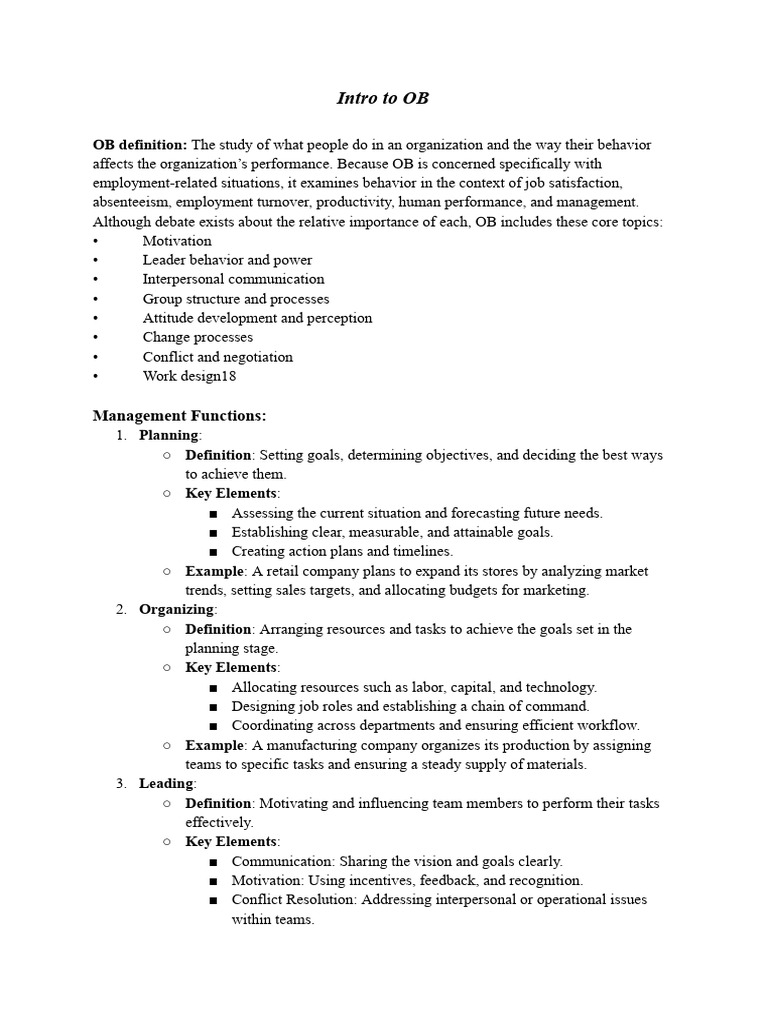 OB Ultimate Outline | PDF | Leadership | Motivational