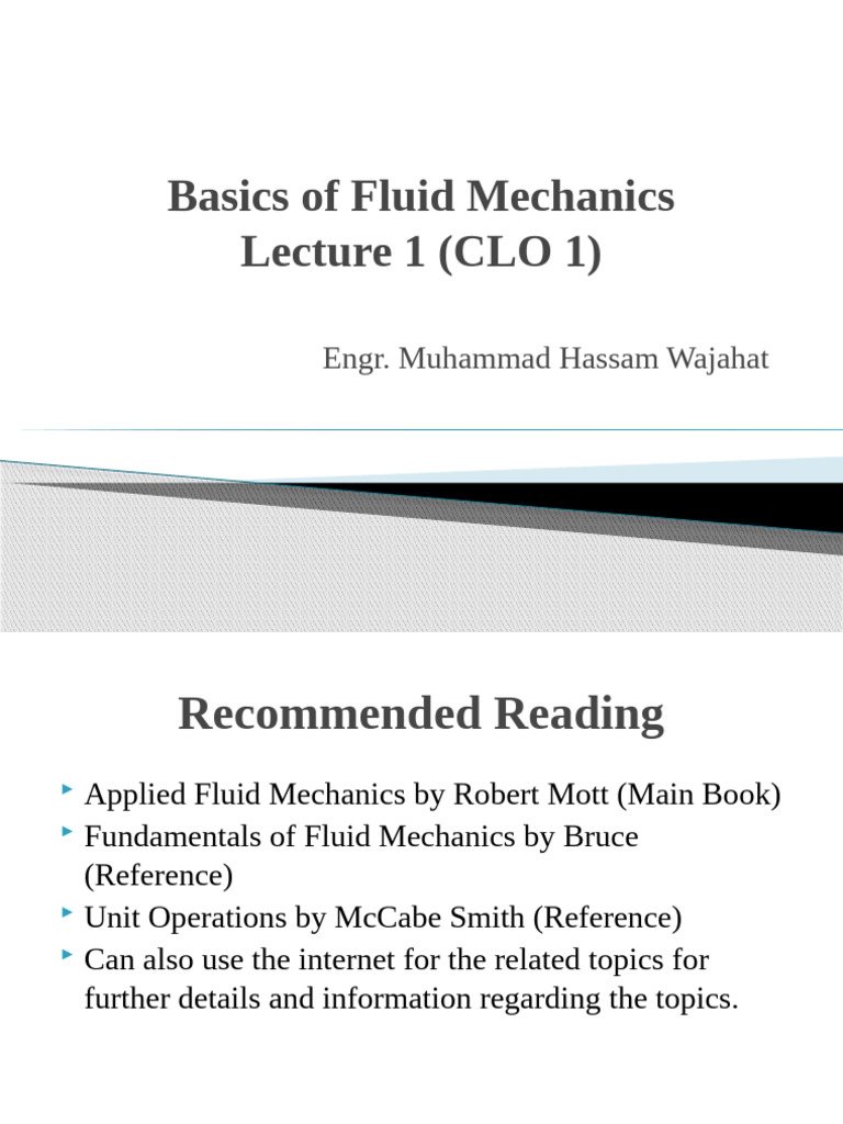 Lecture 1 Basics of Fluid Mechanics | PDF | Pressure | Weight