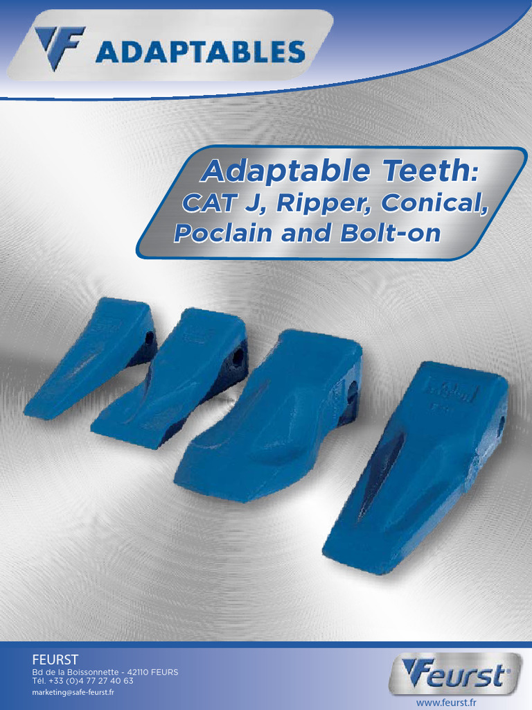 Adaptable Teeth Catalog Caterpillar Poclain Conical Ripper Types | PDF