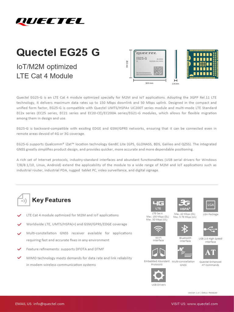 Quectel EG25-G LTE Standard Specification V1.4 | PDF | Lte ...