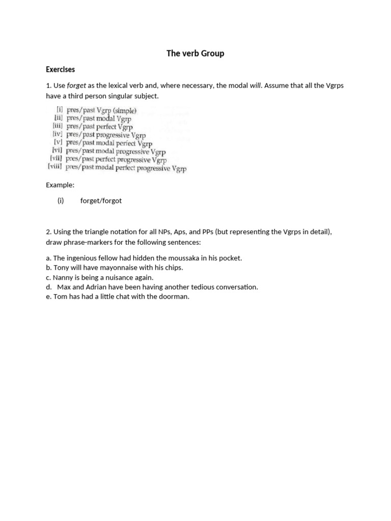 The Verb Group - Exercises 25-POSLABORAL | PDF