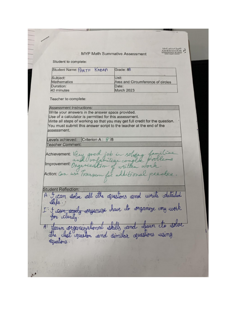Maths Summative Assessment Circles | PDF