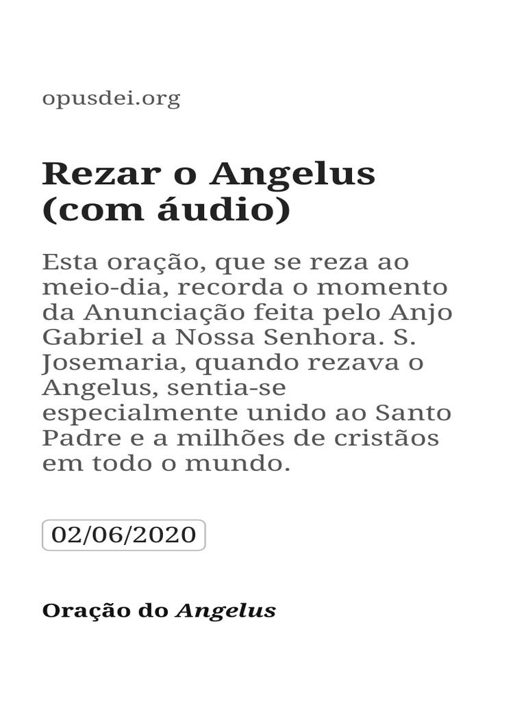 Rezar o Angelus Com Audio | PDF