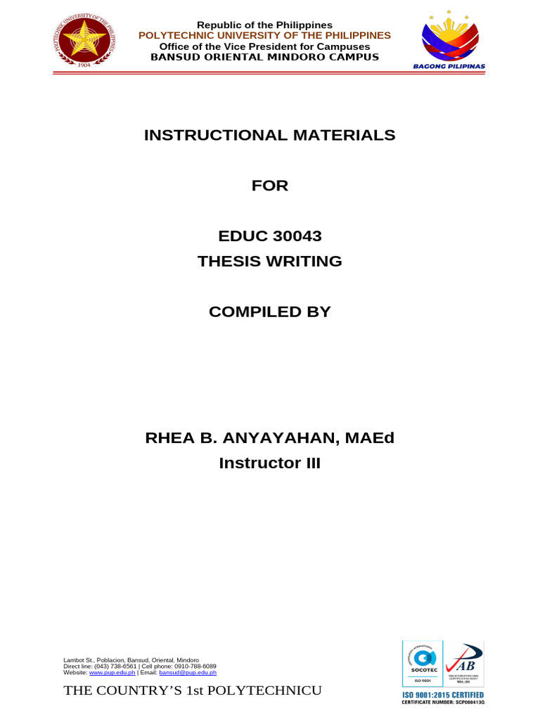 2024 Module on Thesis Writing BSED 3 1 | PDF | Methodology | Knowledge