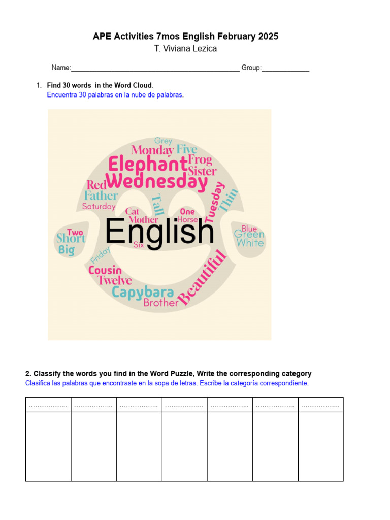 APE Activities for English Learning | PDF