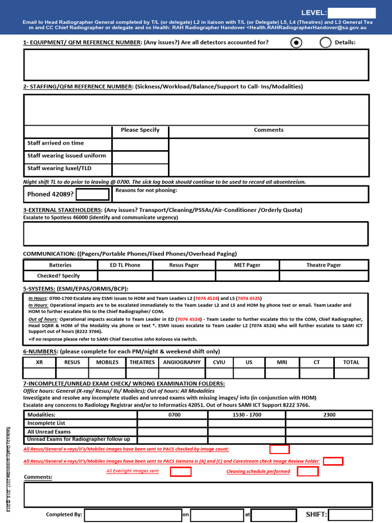 Night Shift Handover 0700 17 Feb 2025 | PDF