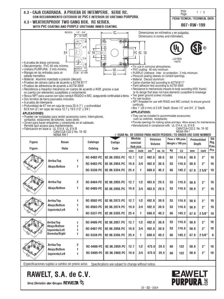Cajas Cuadradas Rawelt | PDF | Ingeniería mecánica