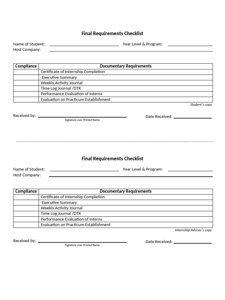 T Csi 08C Final Requirements Checklist | PDF