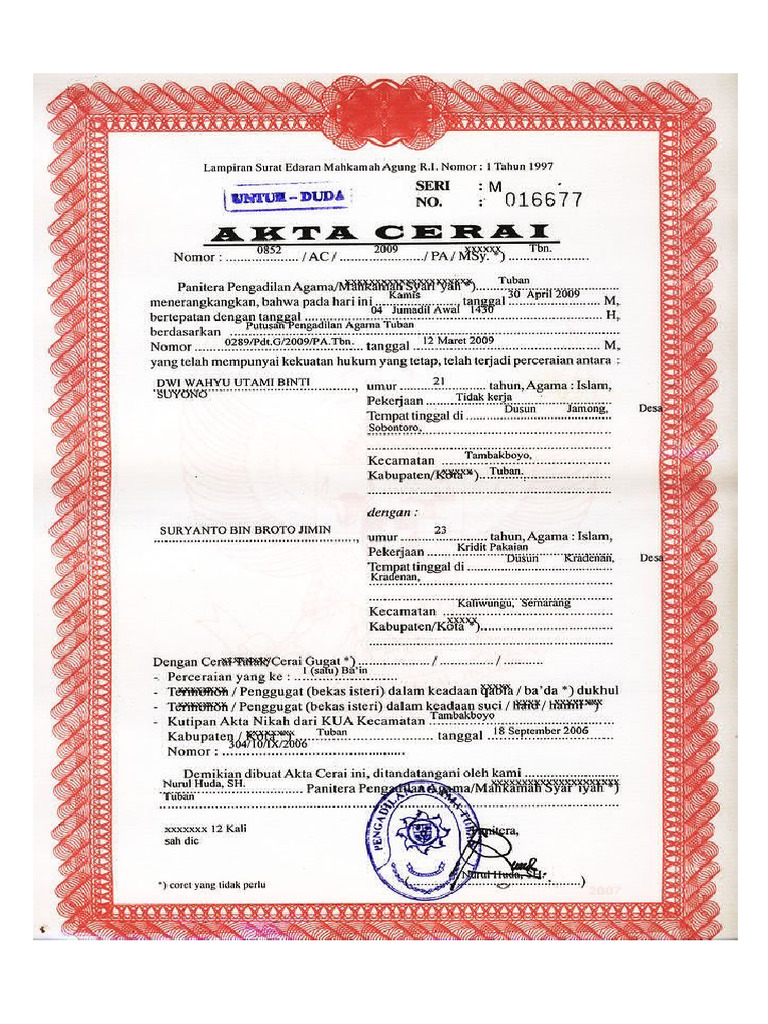 Order Akta Cerai 010118 | PDF