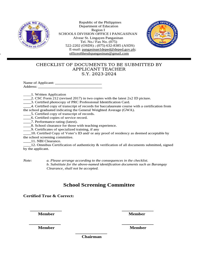 Checklist | PDF