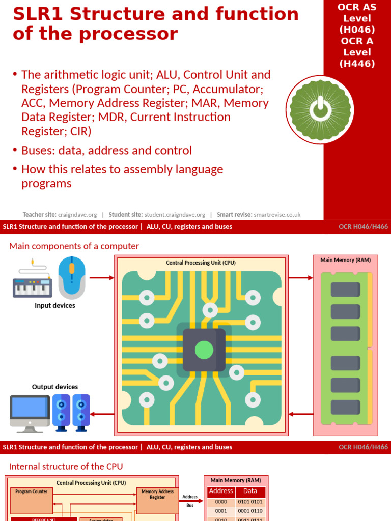 01. OCR a Level (H046-H446) ALU, CU, Registers and Buses | PDF ...