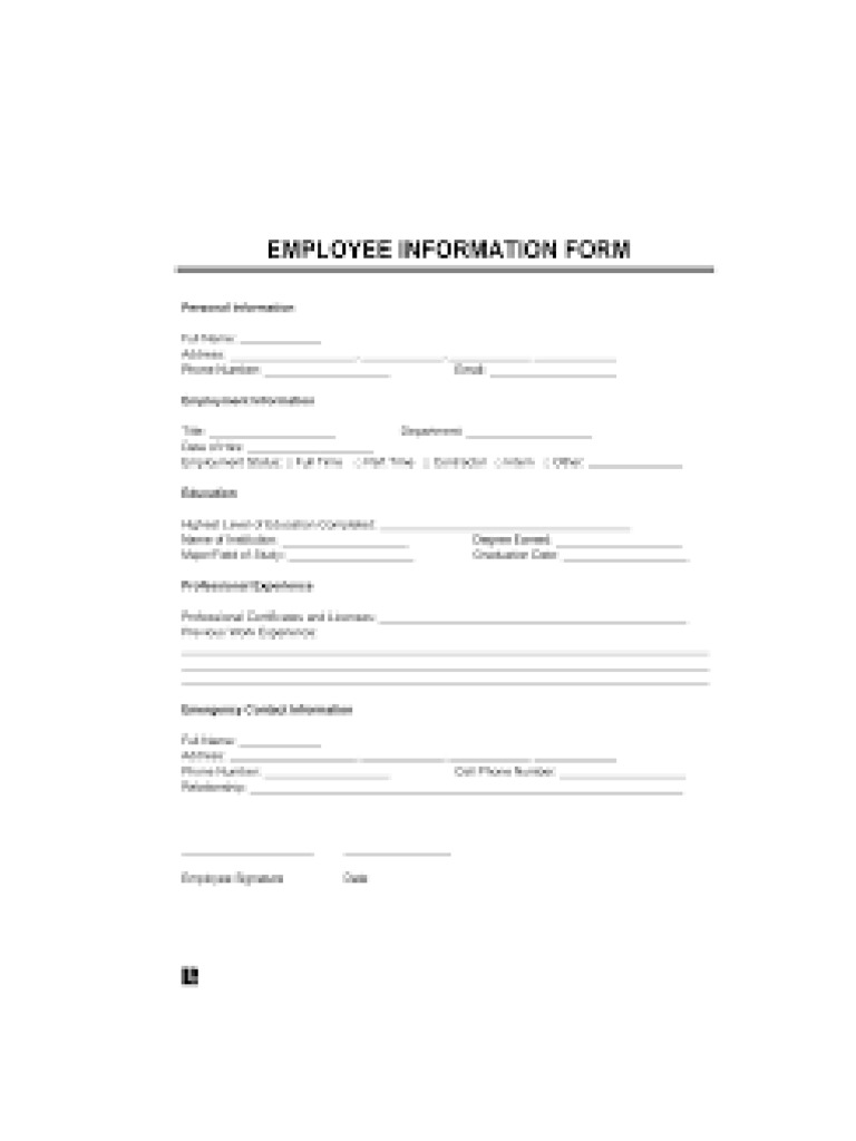 Employee Information Form | PDF