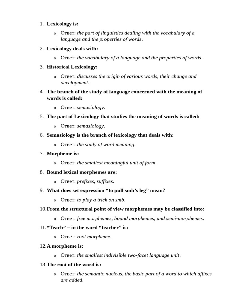 Morphology Worksheets with Answers | PDF | Word | Morphology (Linguistics)