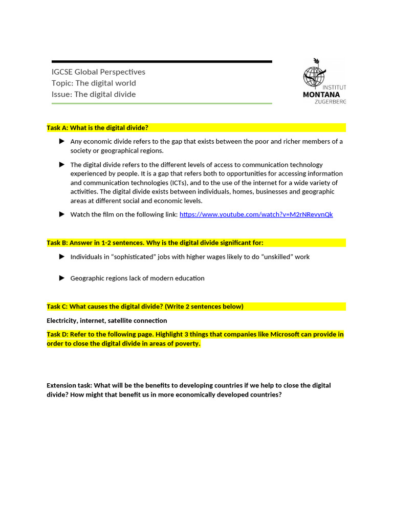 Digital Digital Divide Causes | PDF | Information And Communications ...