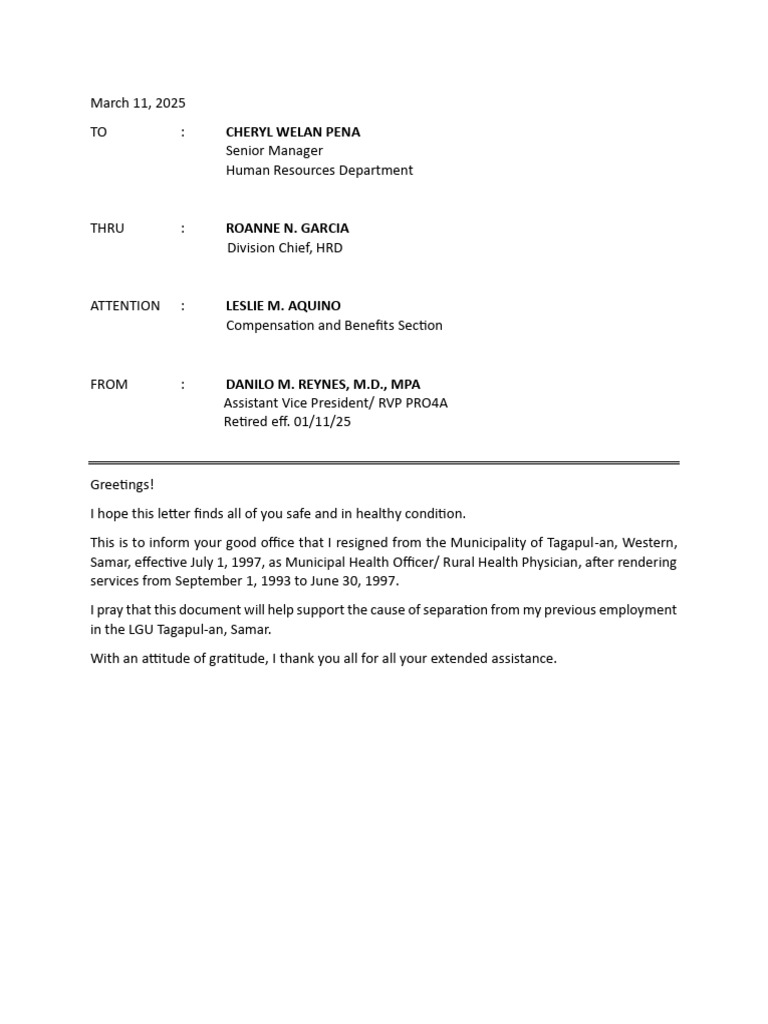 Letter - Danilo Reynes | PDF