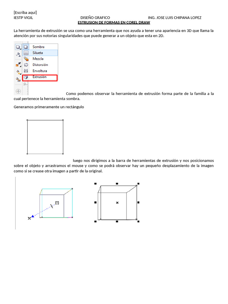 Estrusion de Formas en Corel Draw | PDF | Perspectiva (Gráfica ...