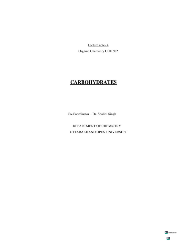Carbohydrates Notes | PDF