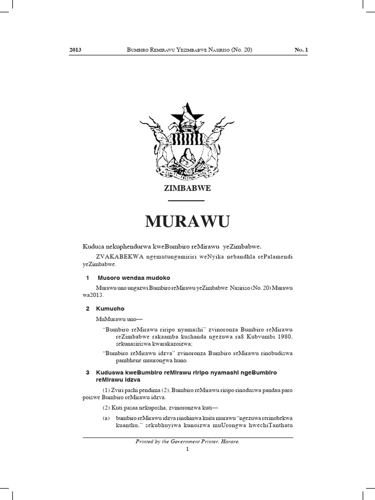 Constitution of Zim Act Ndau Integrated final | PDF | Linguistics ...