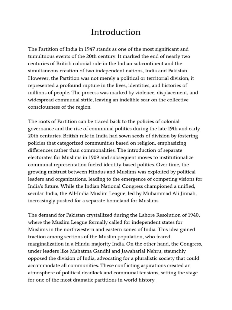 PARTITION OF INDIA-PAKISTAN | PDF | Partition Of India | Two Nation Theory