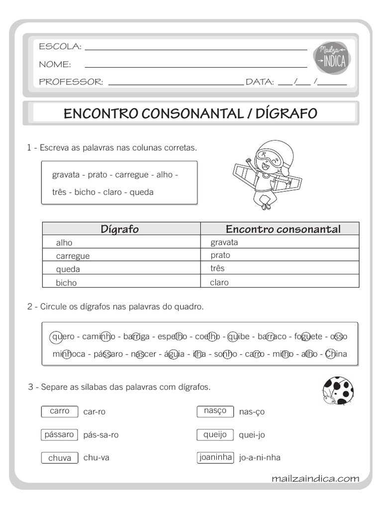 42 Digrafo Encontro Consonantal Fundamental Portugues 3 Ano | PDF
