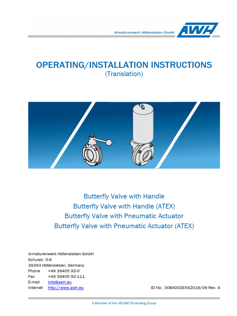 AWH BA Scheibenventil EN | PDF | Valve | Safety