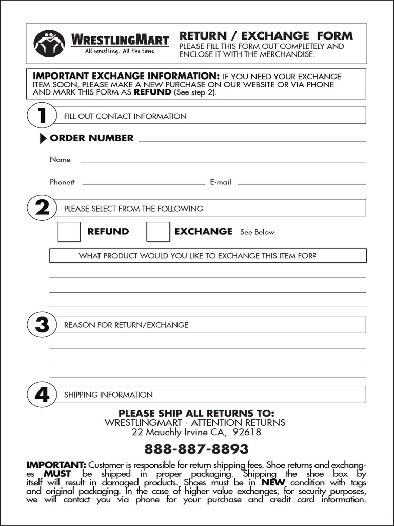 Return/Exchange Form Instructions | PDF