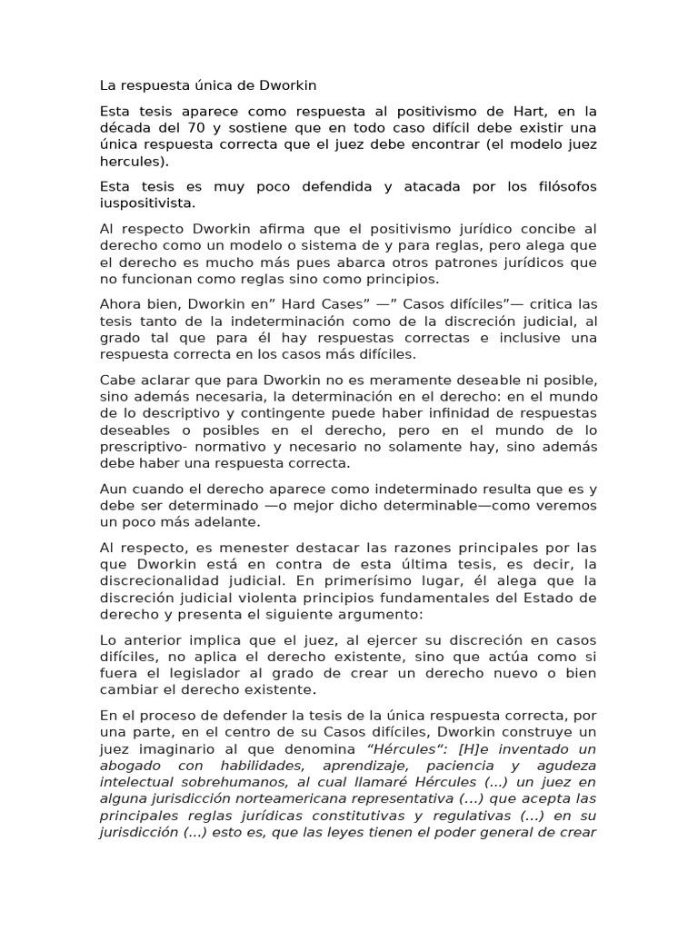 Dworkin y la única respuesta correcta en Derecho | PDF | Juez | Abogado