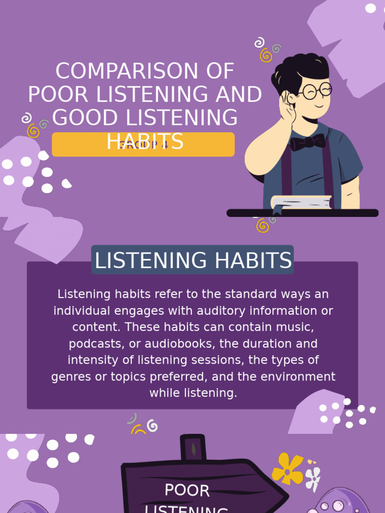 Comparison of Poor Listening and Good Listening Habits - Group 4 | PDF ...