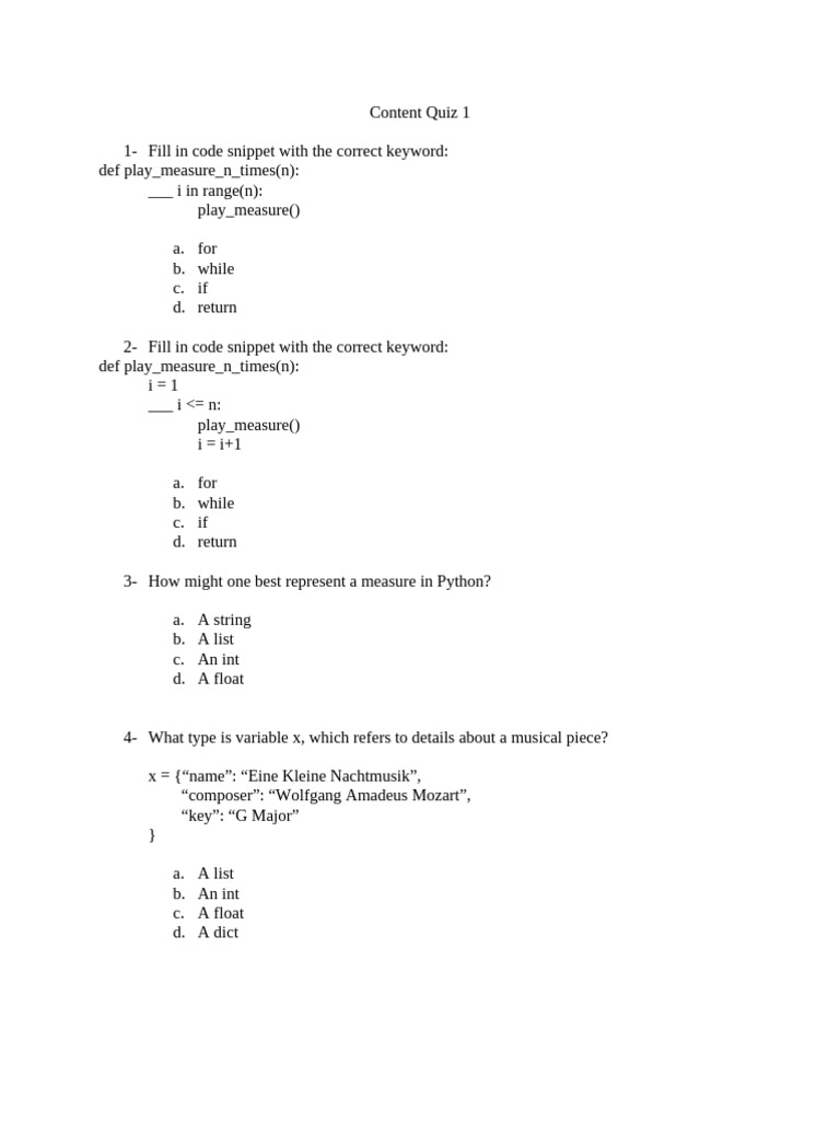 sample quizzes 1 | PDF