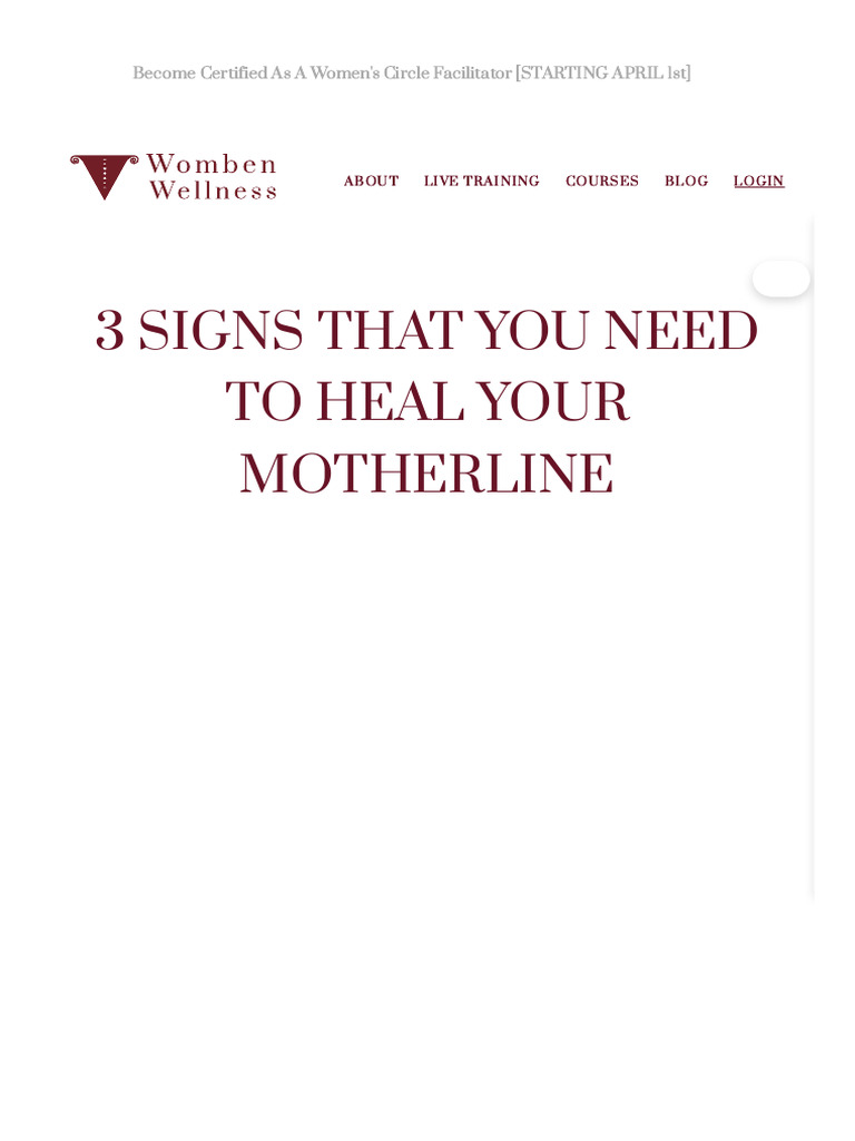 3 Signs That You Need To Heal Your Motherline - Womben Wellness | PDF ...