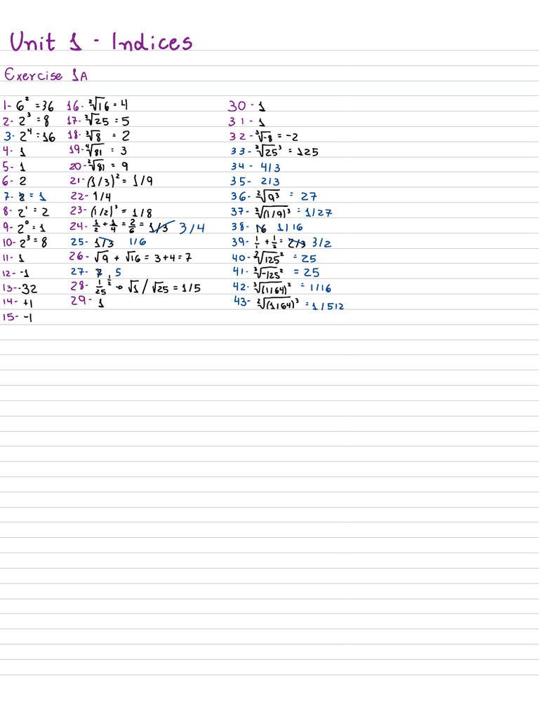 Mathematics Exercises on Indices | PDF